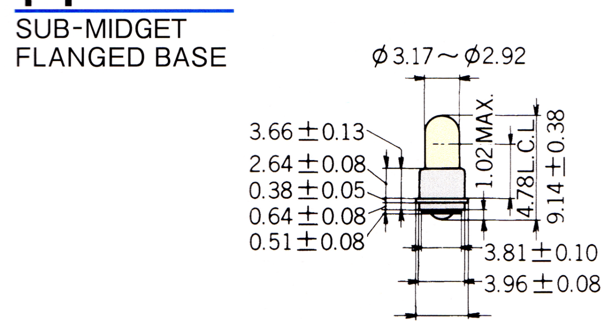 ROYAL MIL規格認定ランプ T-1 SUB-MIDGET FLANGED BASE | 高輝度LED/LED＆電球全般 照明製品の販売 ...